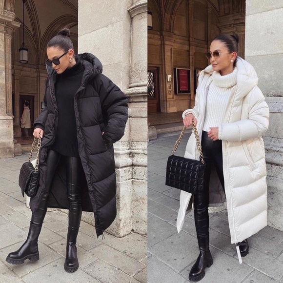Zara | Jackets & Coats | Zara 0 Down Feather Oversized Hooded Puffer ...